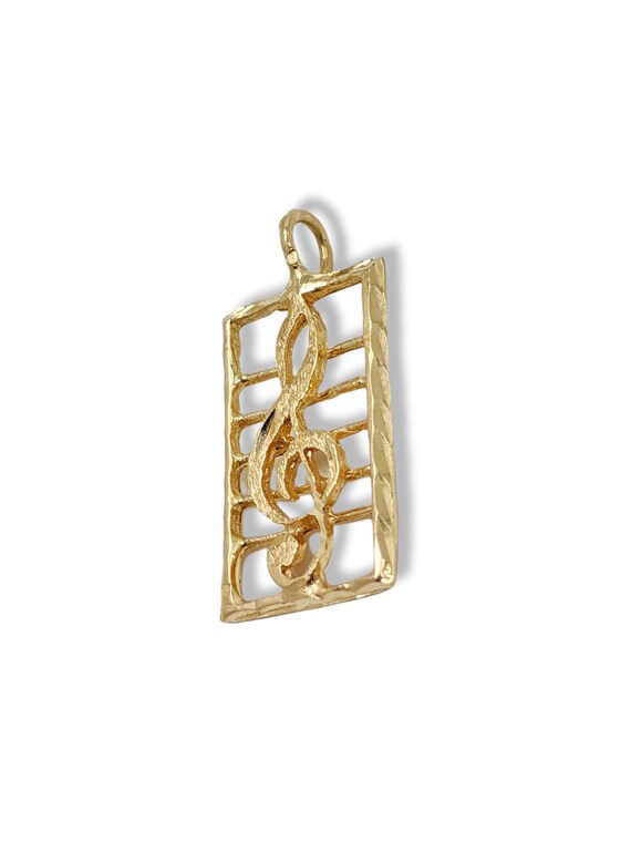 14k Gold Music Note on Staff Pendant Necklace Charm (… - Gem