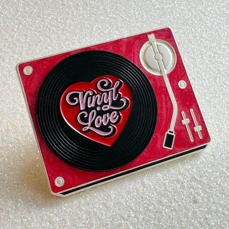 Vinyl Love Enamel Pin | Interactive | Spinning - Etsy