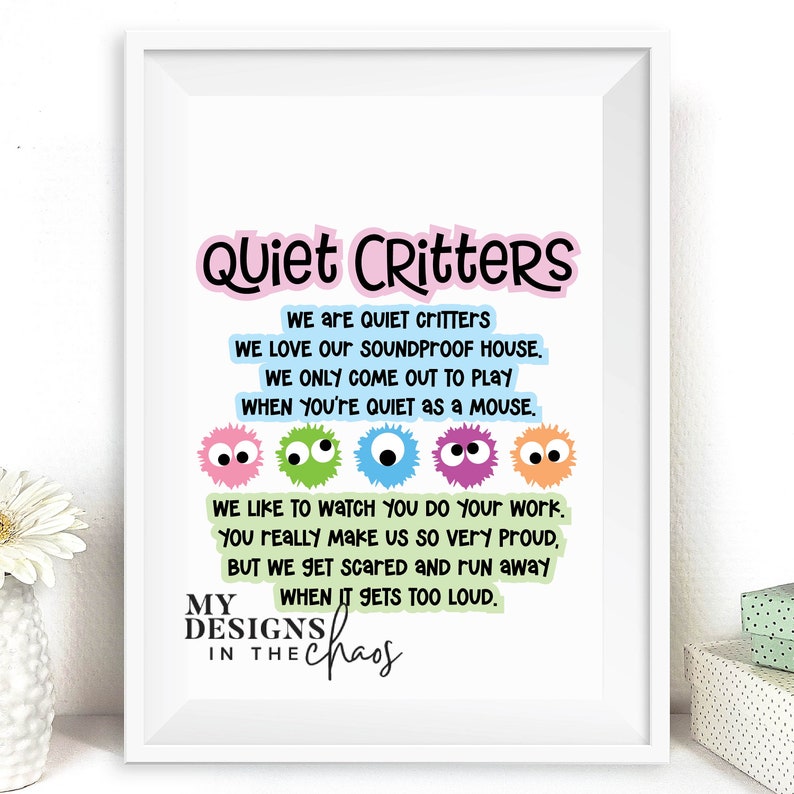 Quiet Critter Poem SVG Behavior Management Fuzzies SVG File - Etsy