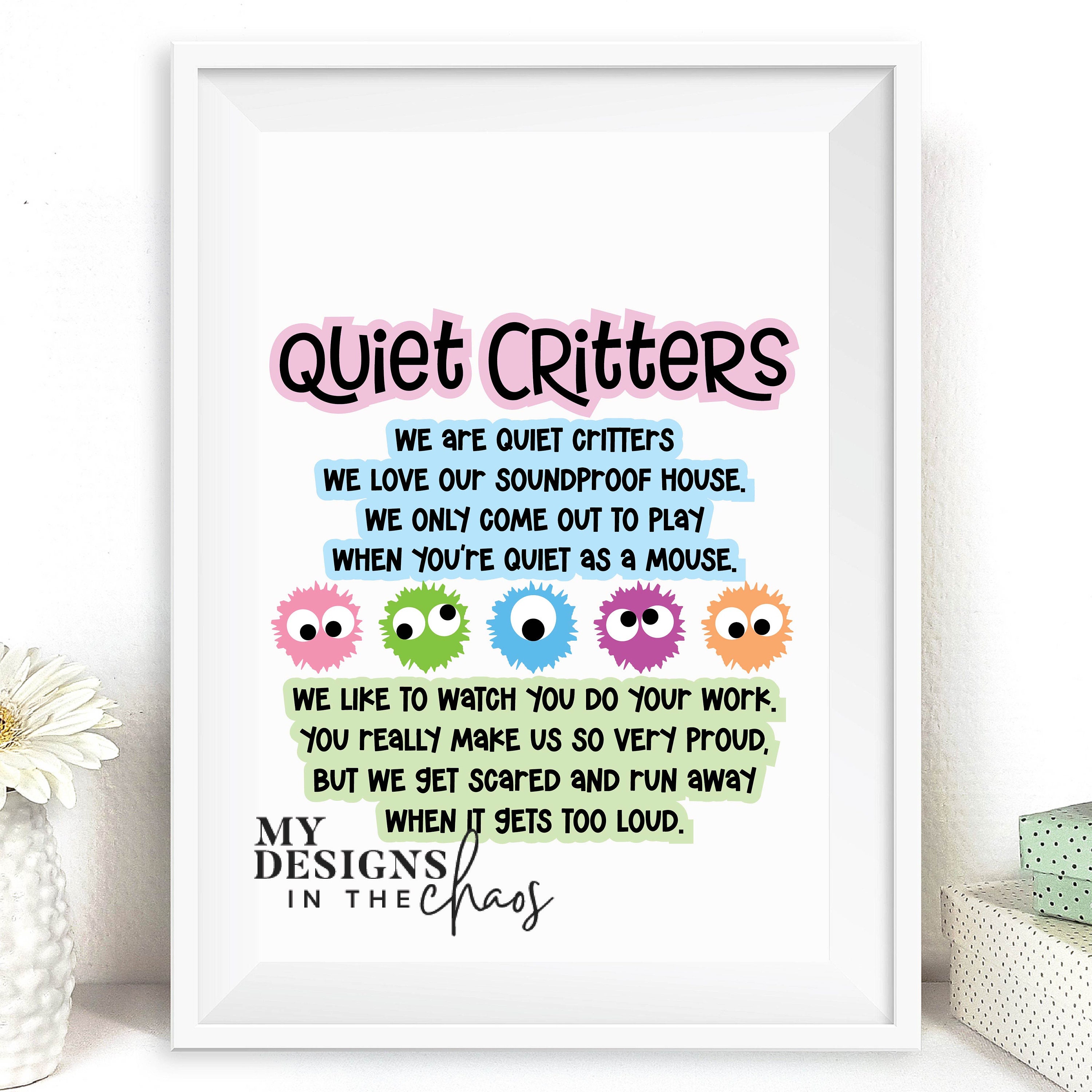 Quiet Critter Poem SVG, Behavior Management Fuzzies SVG File for ...