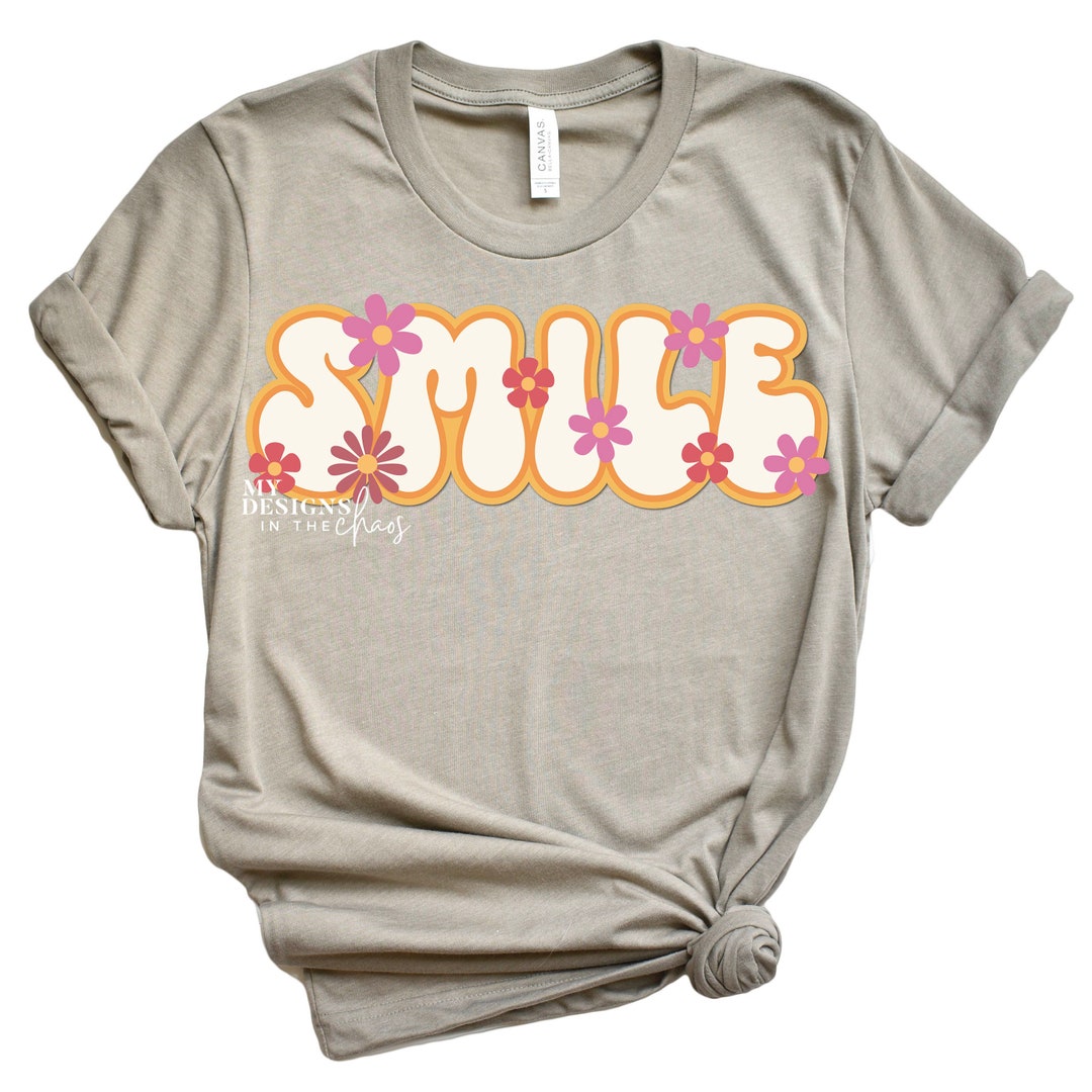 Retro Smile SVG/ Retro Flowers PNG / Retro Flowers Smile Cutting File ...