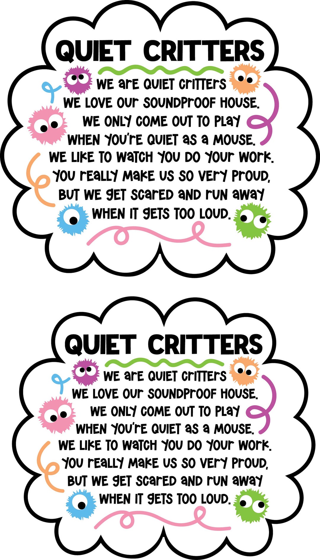 Quiet Critter Poem SVG, Behavior Management Fuzzies SVG File for ...