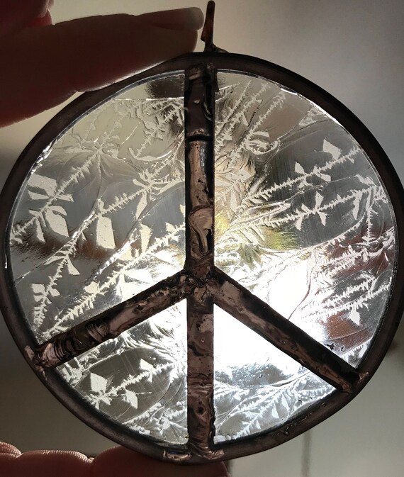 Large Frosted Peace Sign Sun Catcher Ornament Indoor / | Etsy
