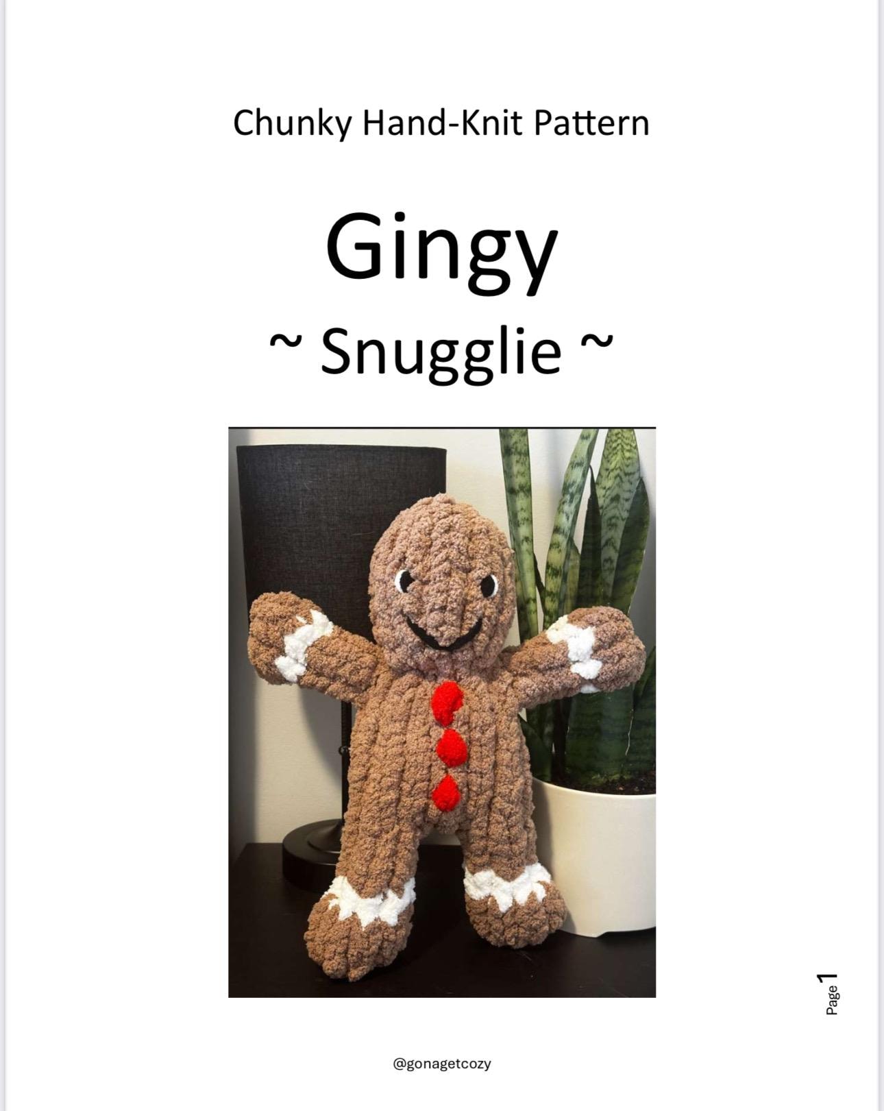 Gingy Snugglie, Christmas, Gingerbread, Finger Knit, Chunky Yarn ...