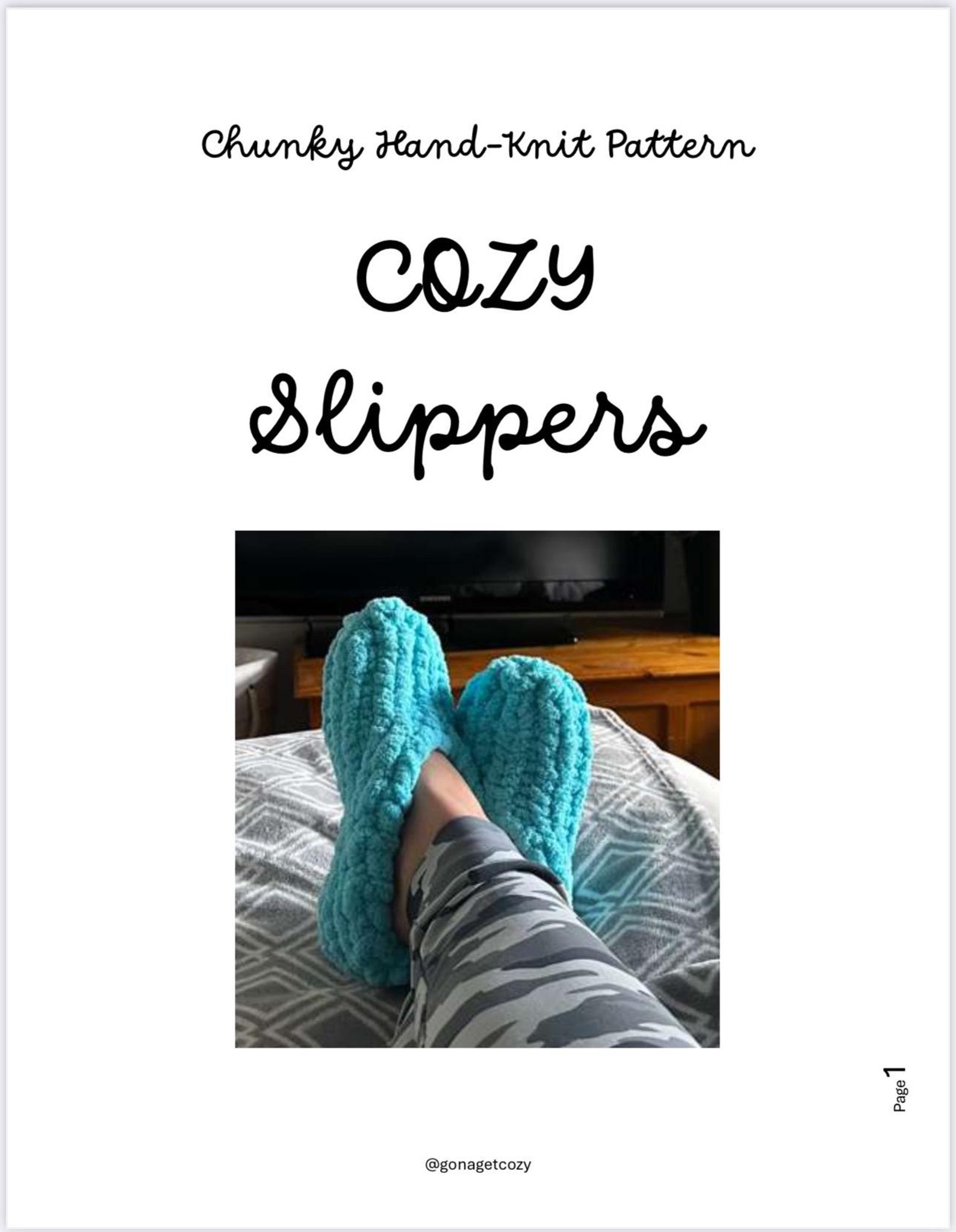Cozy Slippers, Finger Knit, Chunky Yarn, Pattern - Etsy