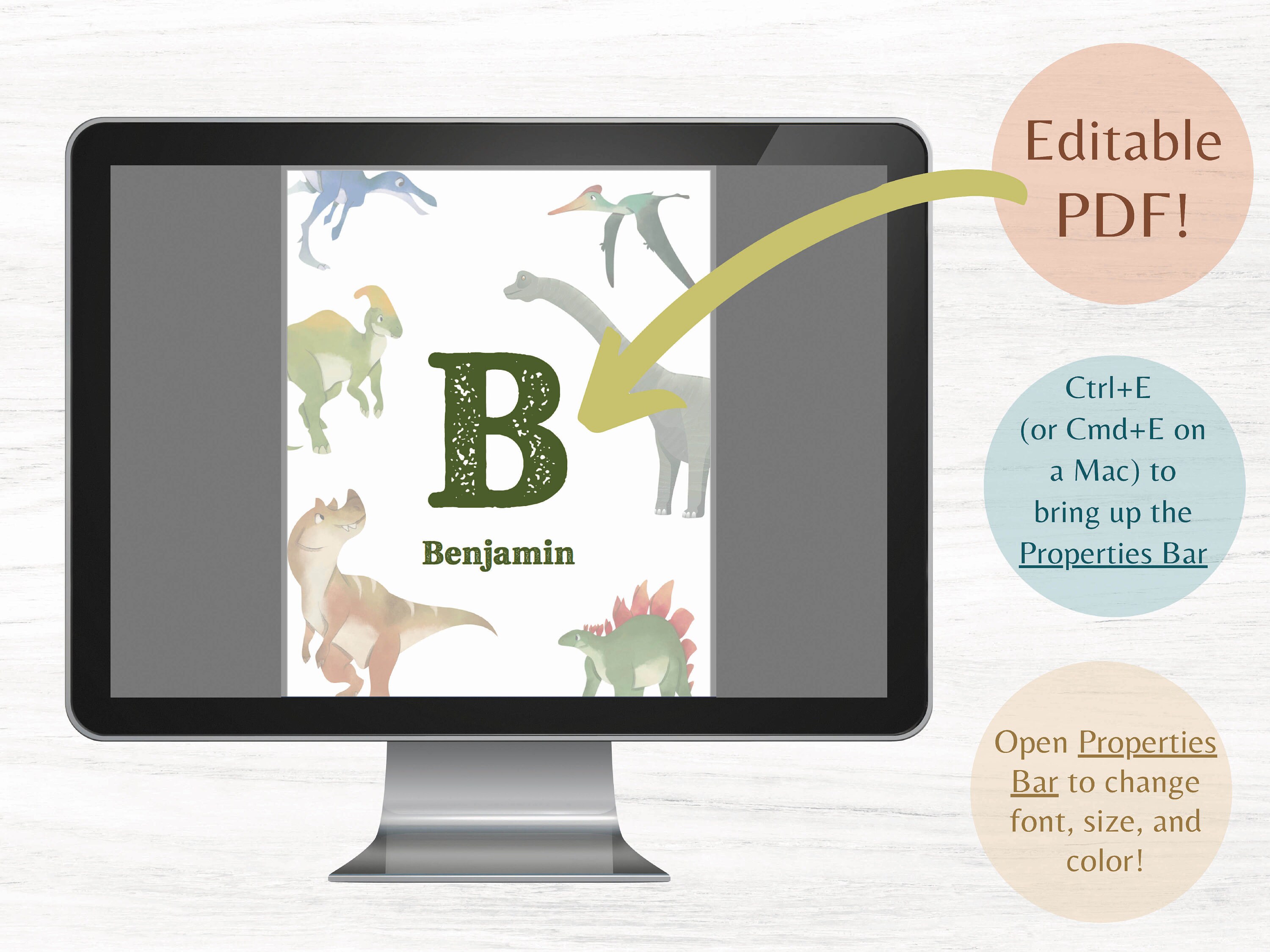 Personalized Dinosaurs Wall Art Prints Set Bundle, DIY Kids Wall Art ...