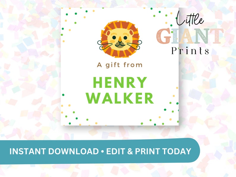 Editable Gift Tags, Kids Personalized Gift Cards, Name Tags, Instant ...