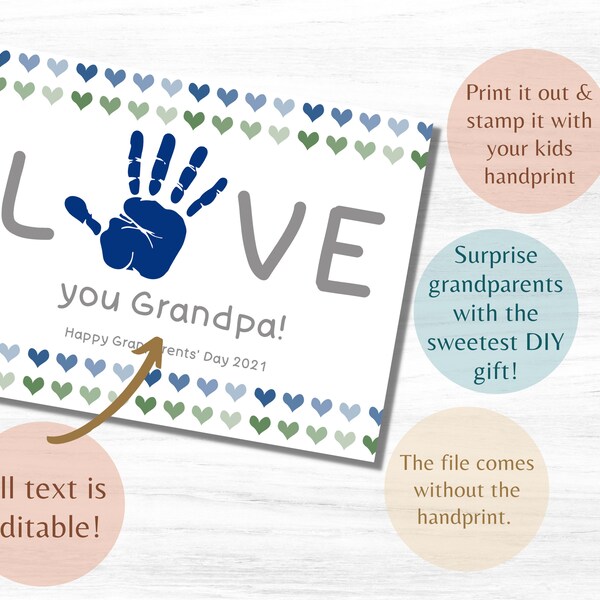 Grandparents Day Handprint Template - Etsy