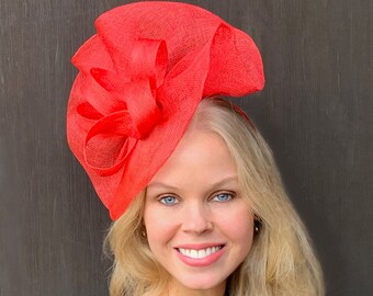 Tia Large Bright Red Fascinator Royal Wedding Hat Kentucky | Etsy