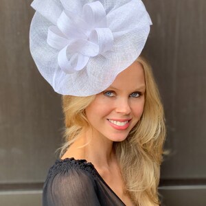 Tia Large White Fascinator, Kentucky Derby Fascinator, White Oaks Hat ...