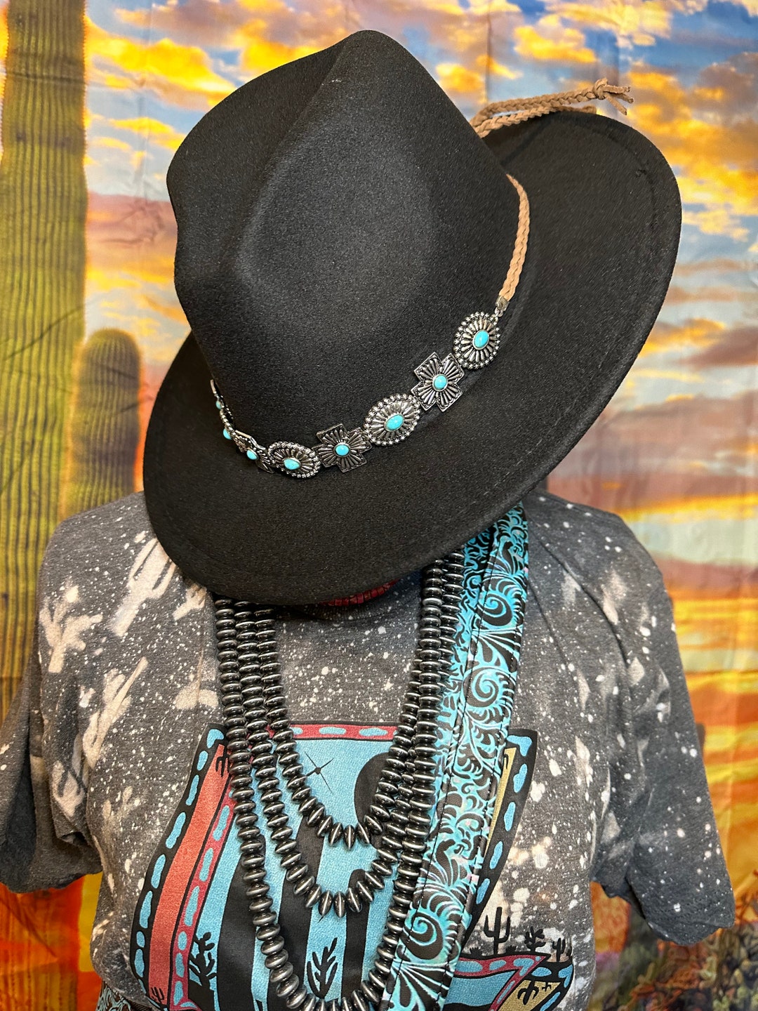 Western Concho With Stones Fedora Hat Band Birthday Gift - Etsy