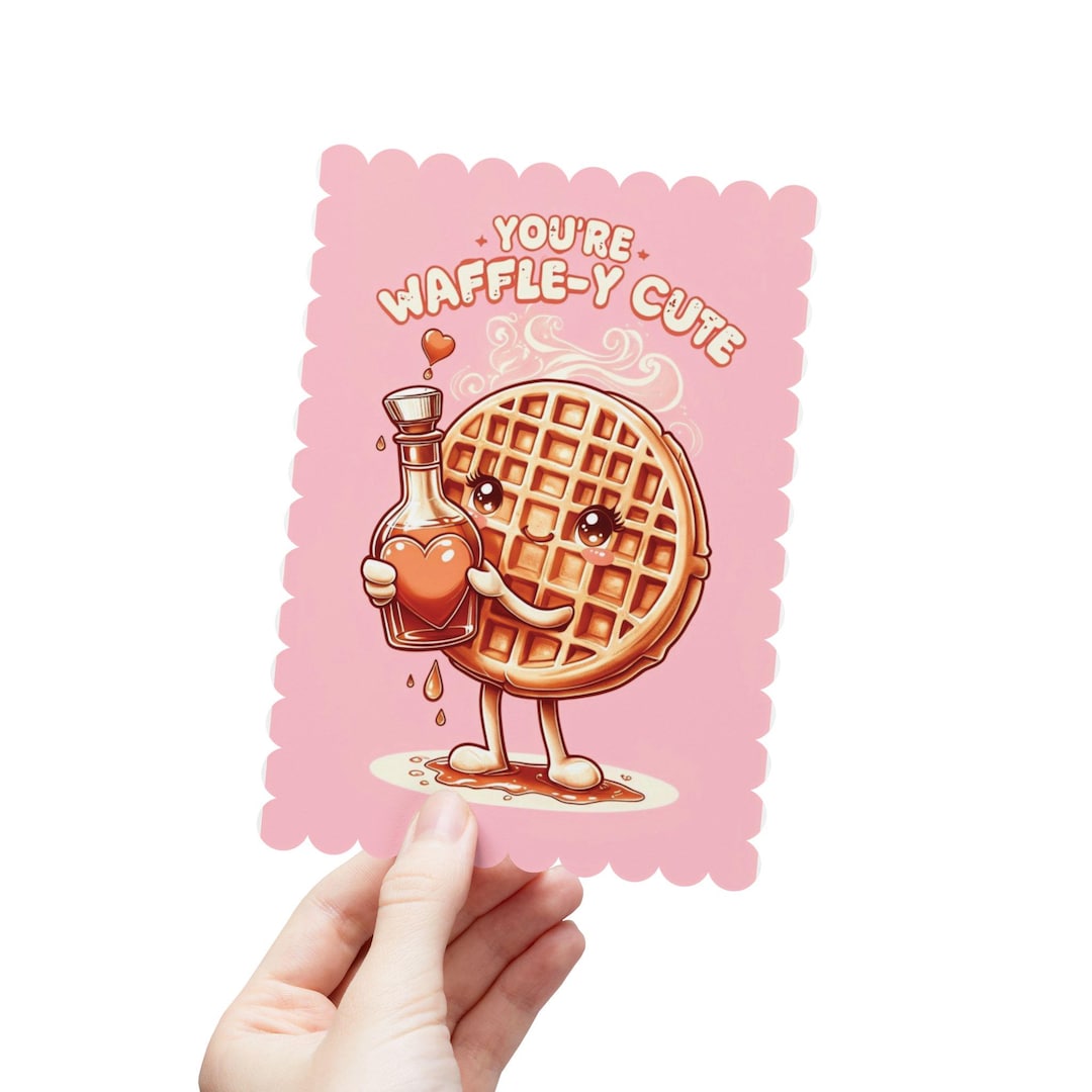 Waffle-themed Valentine Cards Cute and Funny Mini Cards for Kids, Food ...