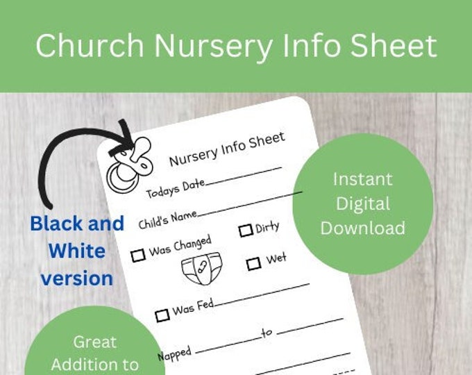 Church Nursery Information Sheet, Children's Ministry, Infant Info ...