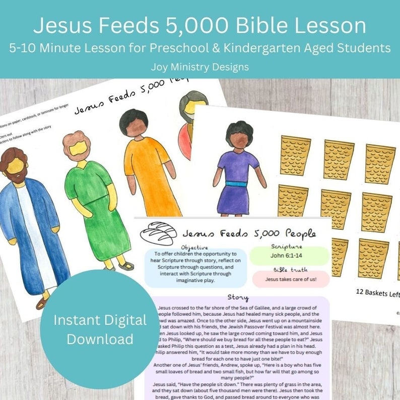 Jesus Feeds 5,000 People Preschool/kindergarten Bible Lesson ...