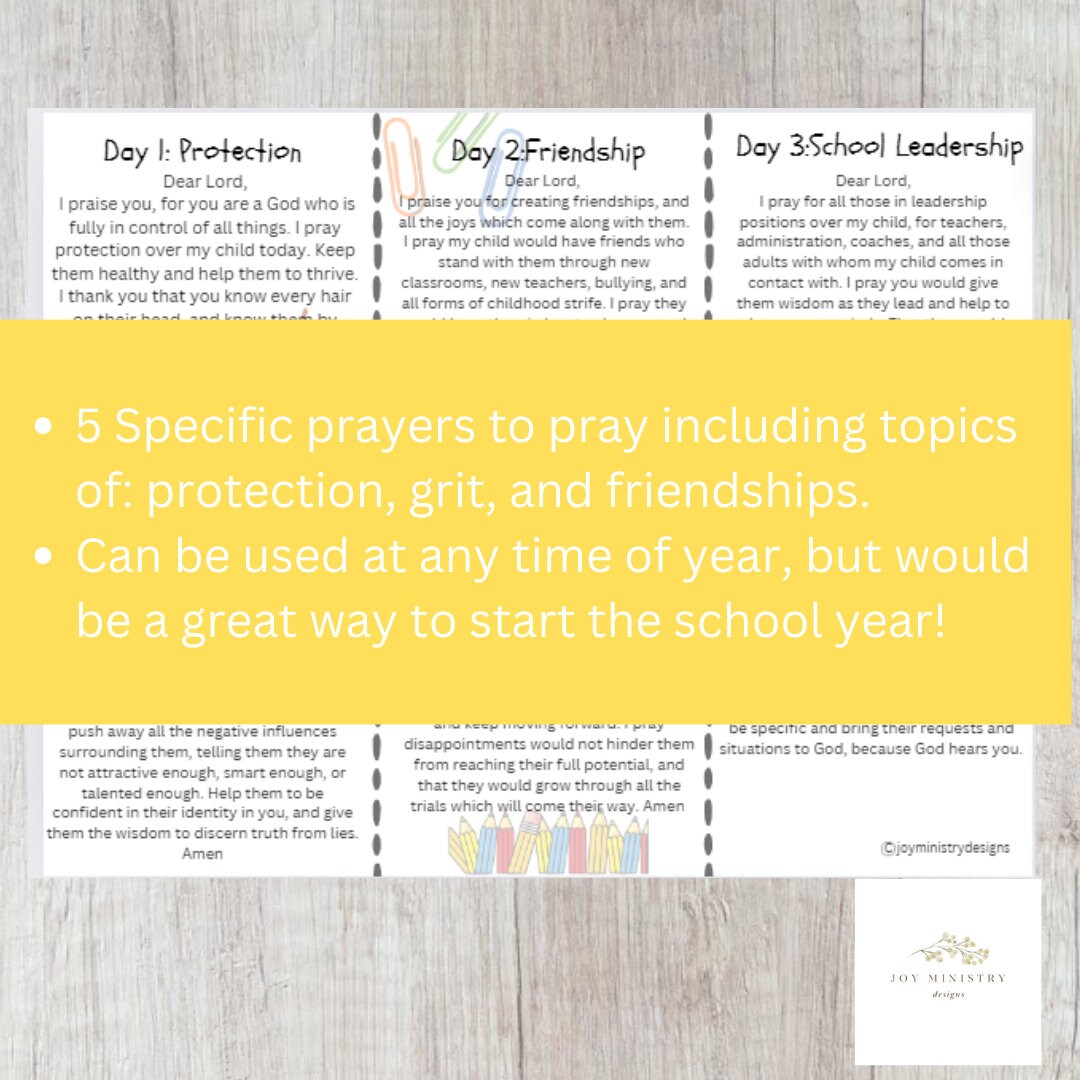 Prayers for Your Student, Back to School Prayer Calendar and Lunch Box ...