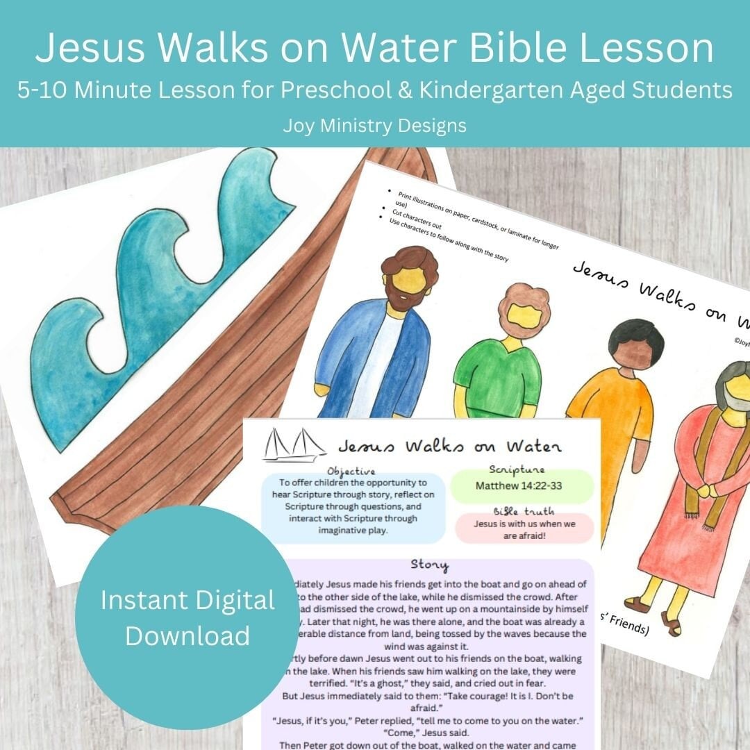 Jesus Walks on Water Preschool/kindergarten Bible Lesson, Homeschool ...