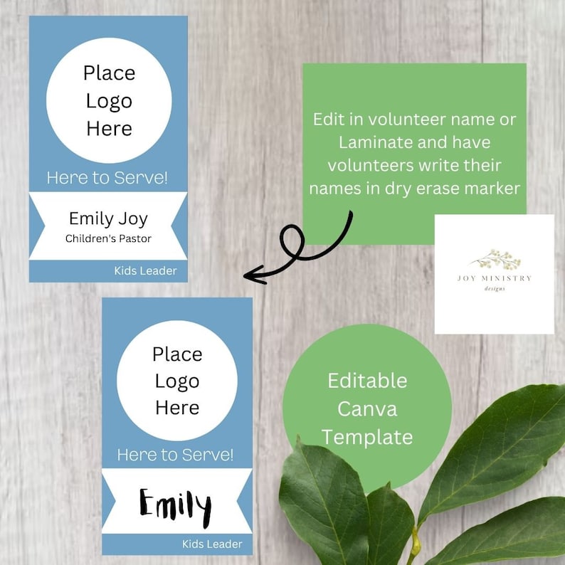 Editable Volunteer Nametag Template, Church Ministry, Instant Download ...