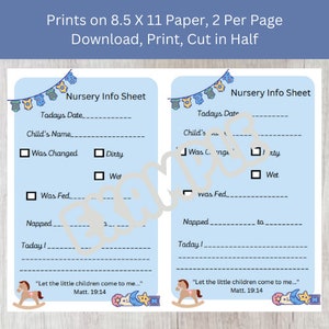 Church Nursery Information Sheet, Children's Ministry, Infant Info ...