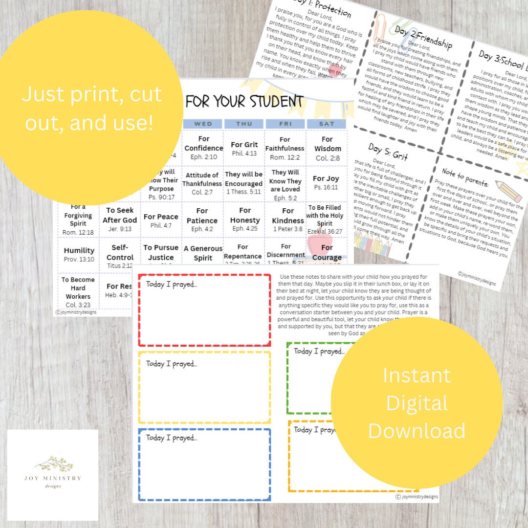 Prayers for Your Student, Back to School Prayer Calendar and Lunch Box ...