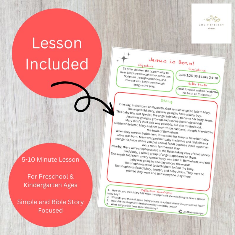 Christmas Nativity Story Bible Preschool/kindergarten Bible Lesson ...