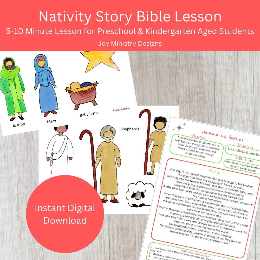 Christmas Nativity Story Bible Preschool/kindergarten Bible Lesson ...