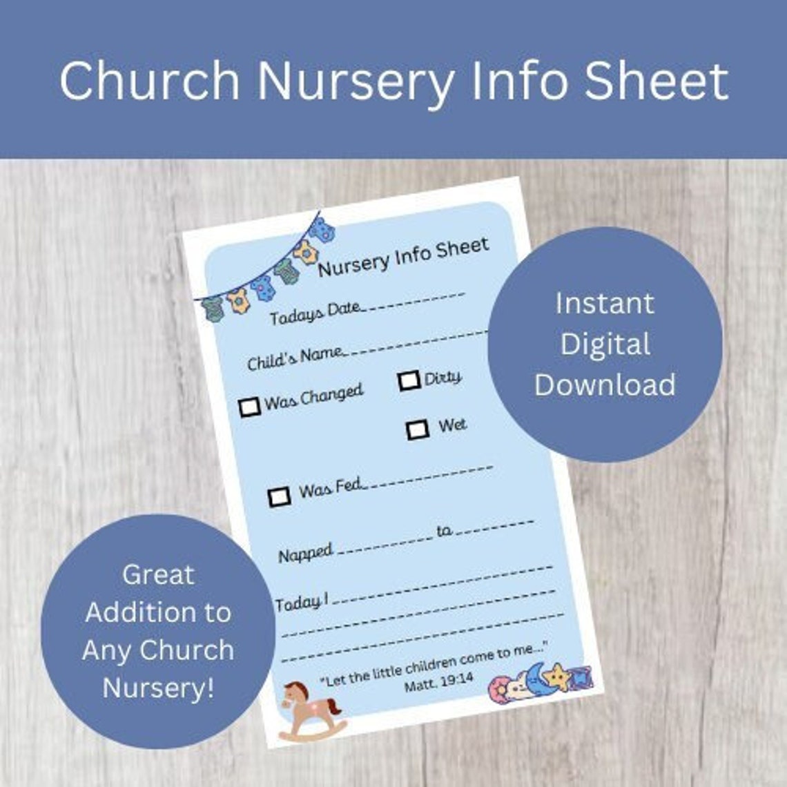 Church Nursery Information Sheet, Children's Ministry, Infant Info ...