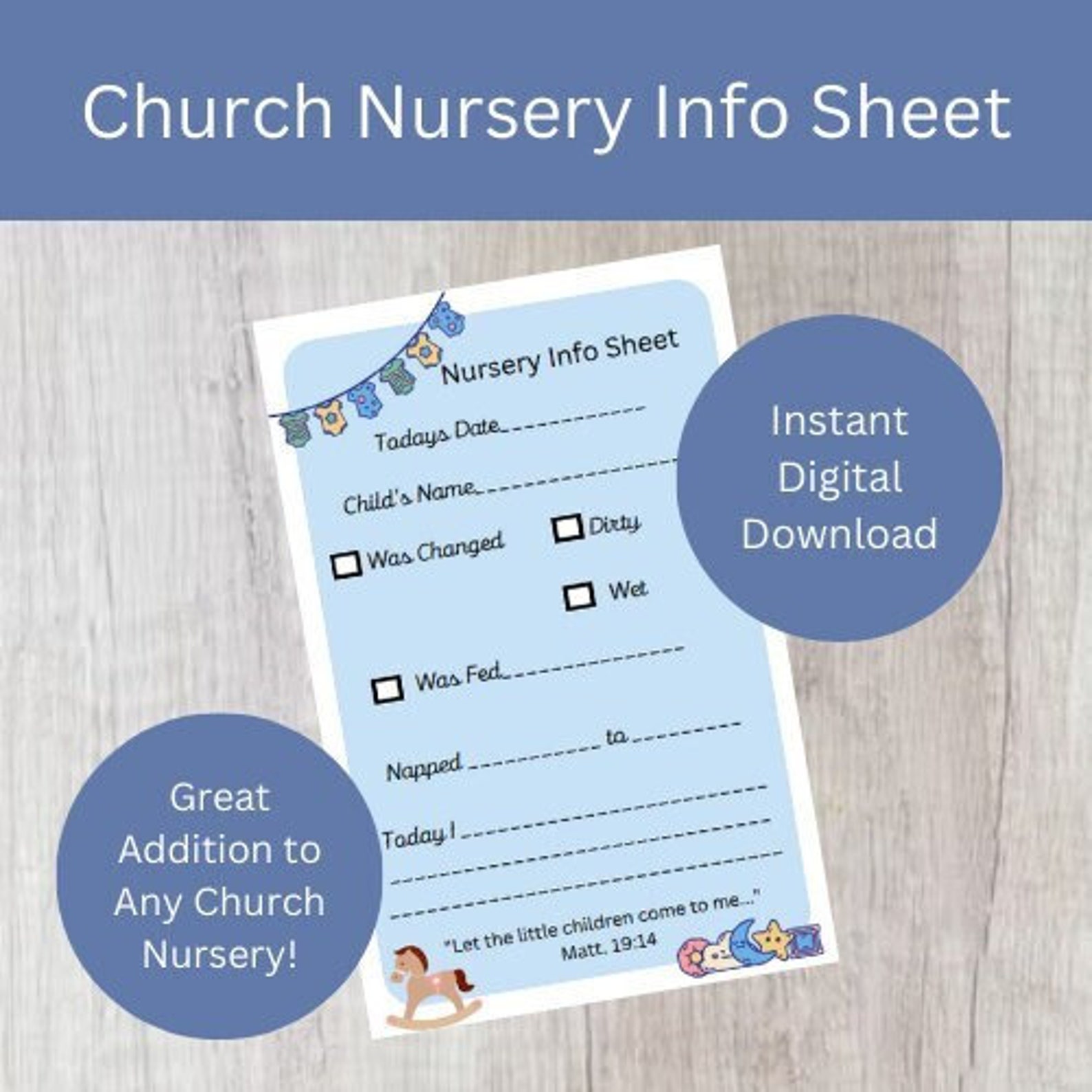 Church Nursery Information Sheet, Children's Ministry, Infant Info ...