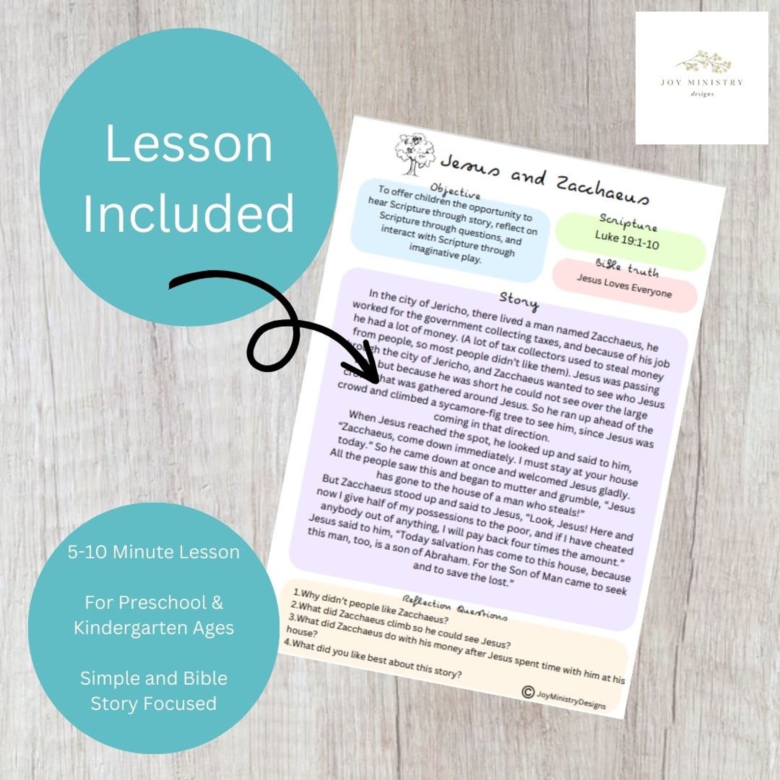 Jesus and Zacchaeus Preschool/kindergarten Bible Lesson, Homeschool ...