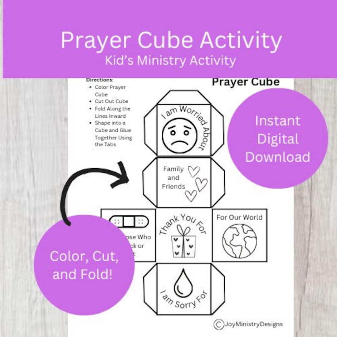 Prayer Cube, Christian Crafts, Children's Ministry Activity, Color ...