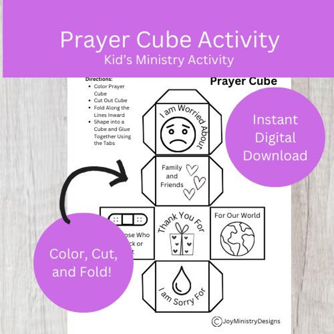 Prayer Cube, Christian Crafts, Children's Ministry Activity, Color ...