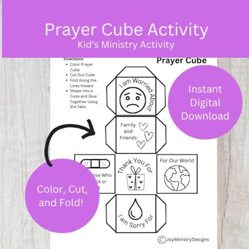 Prayer Cube, Christian Crafts, Children's Ministry Activity, Color ...