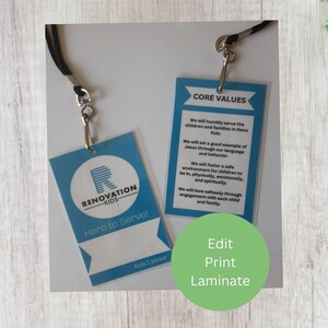 Editable Volunteer Nametag Template, Church Ministry, Instant Download ...