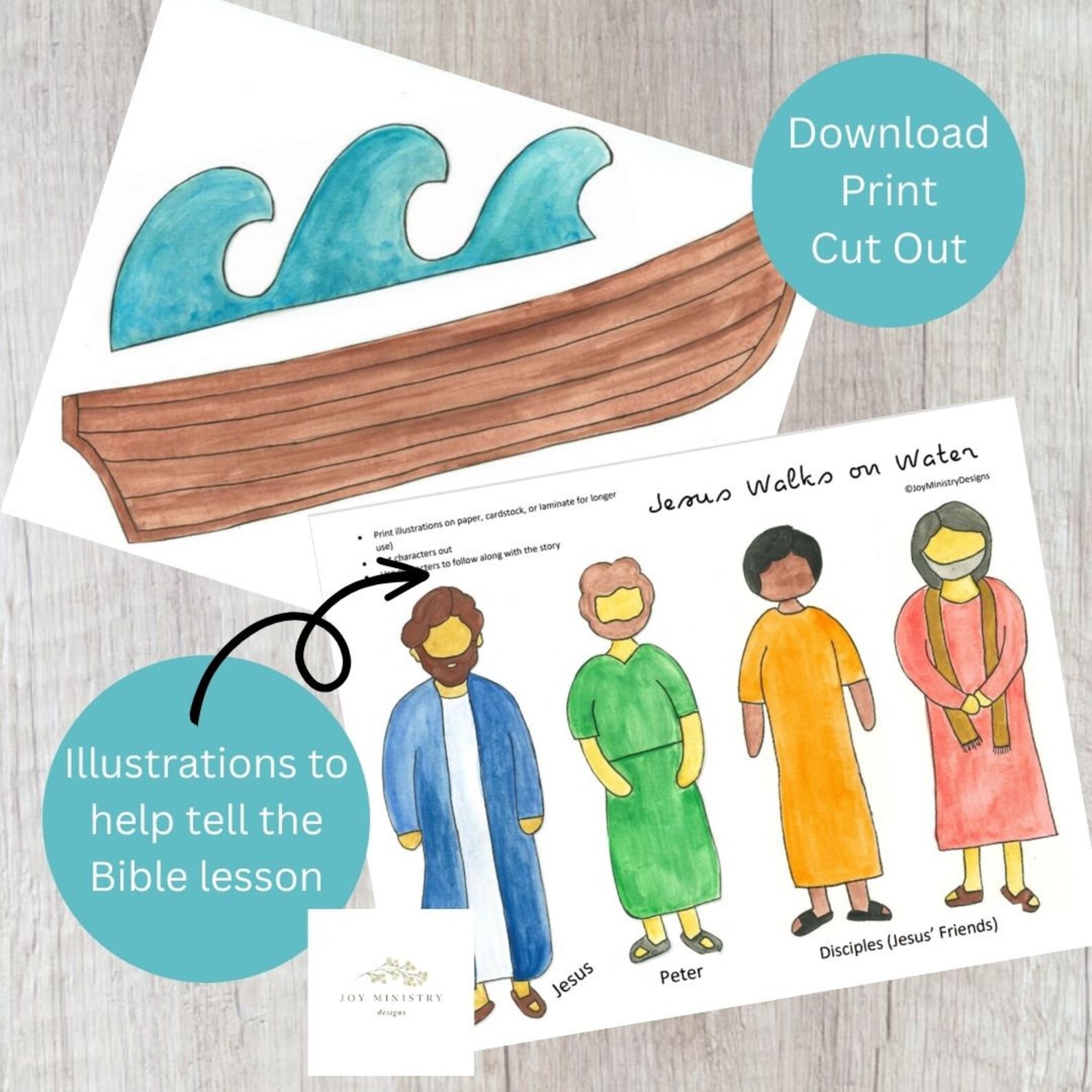 Jesus Walks on Water Preschool/kindergarten Bible Lesson, Homeschool ...