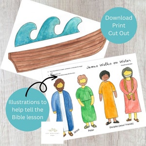 Jesus Walks on Water Preschool/kindergarten Bible Lesson, Homeschool ...