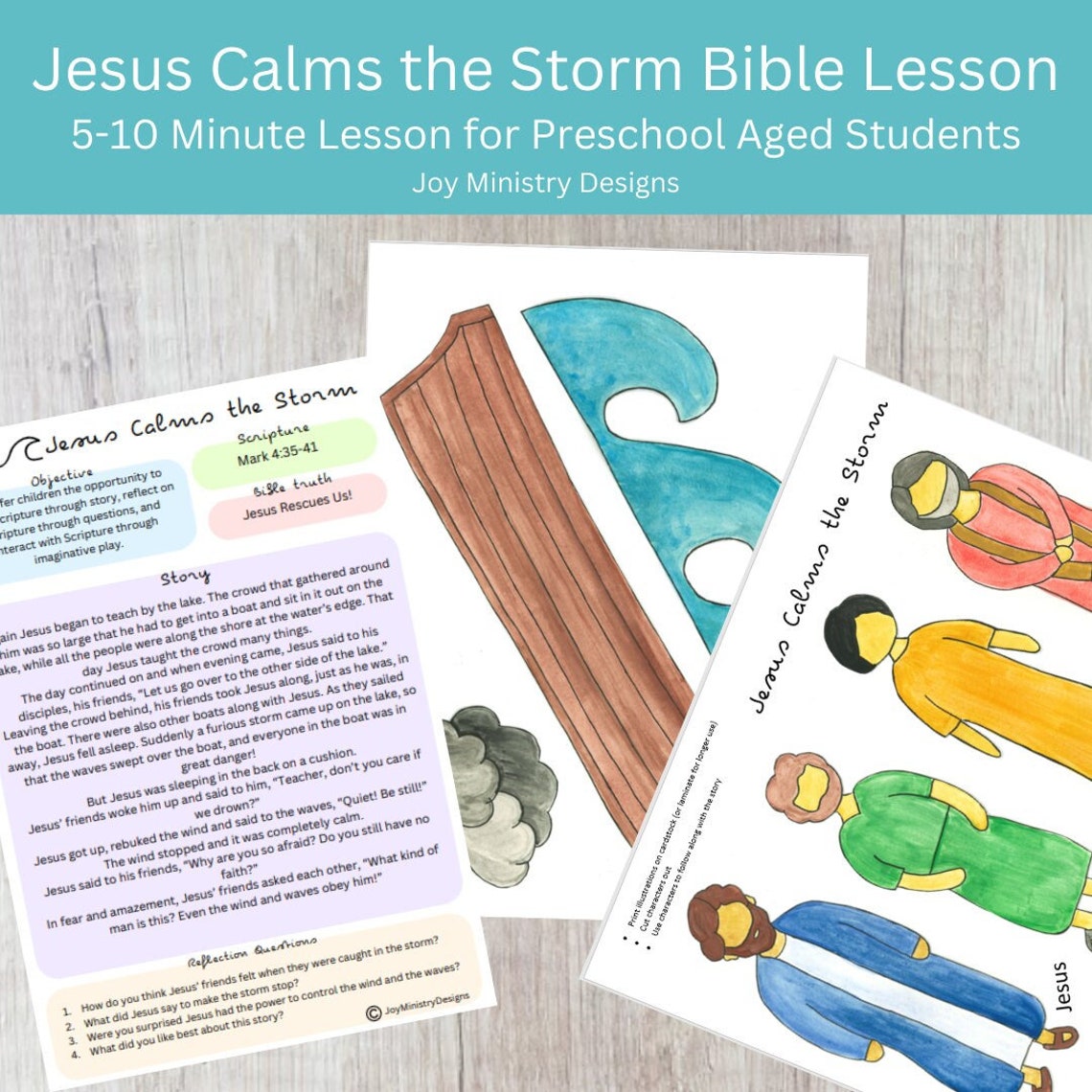 Jesus Calms the Storm Preschool/kindergarten Bible Lesson, Homeschool ...