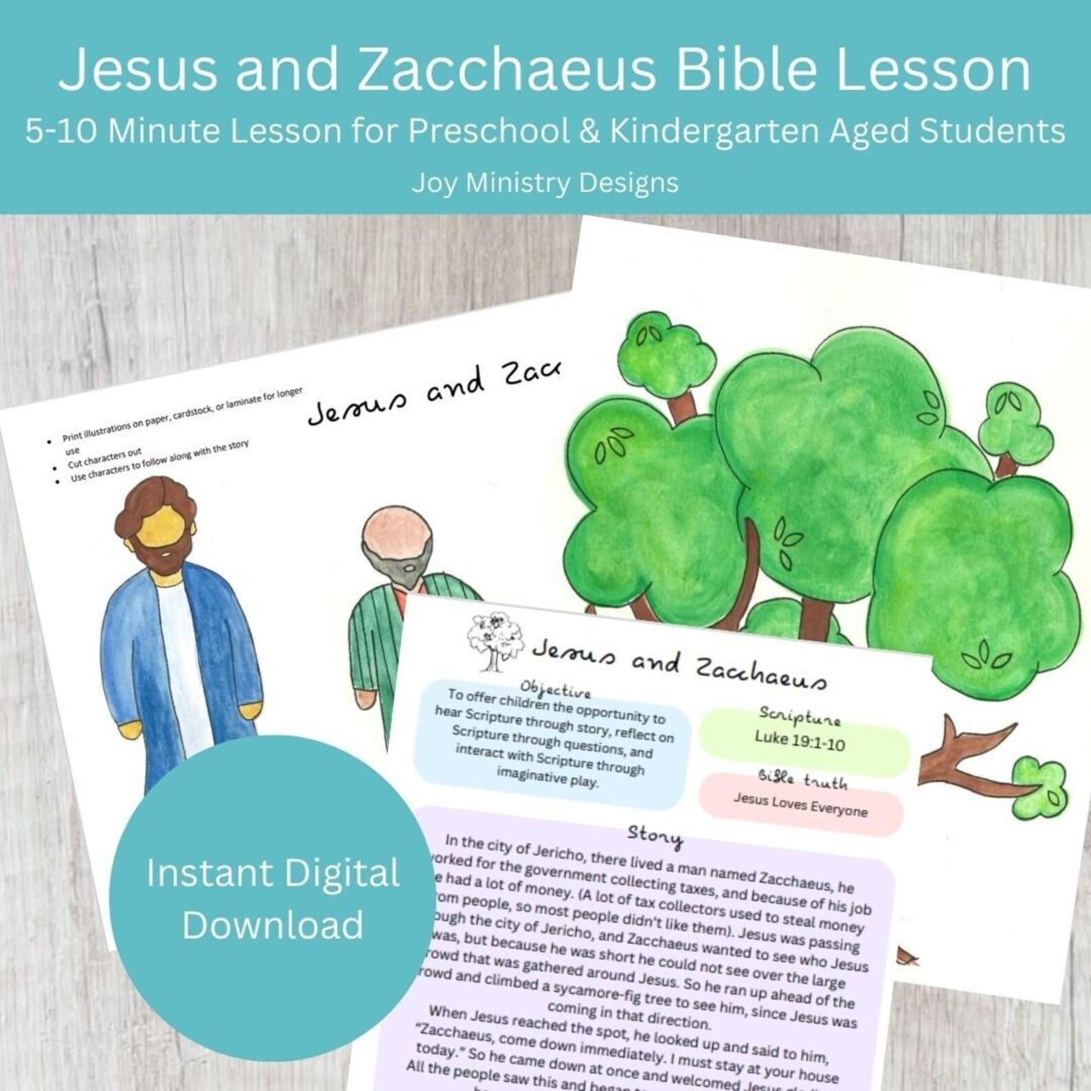 Jesus and Zacchaeus Preschool/kindergarten Bible Lesson, Homeschool ...