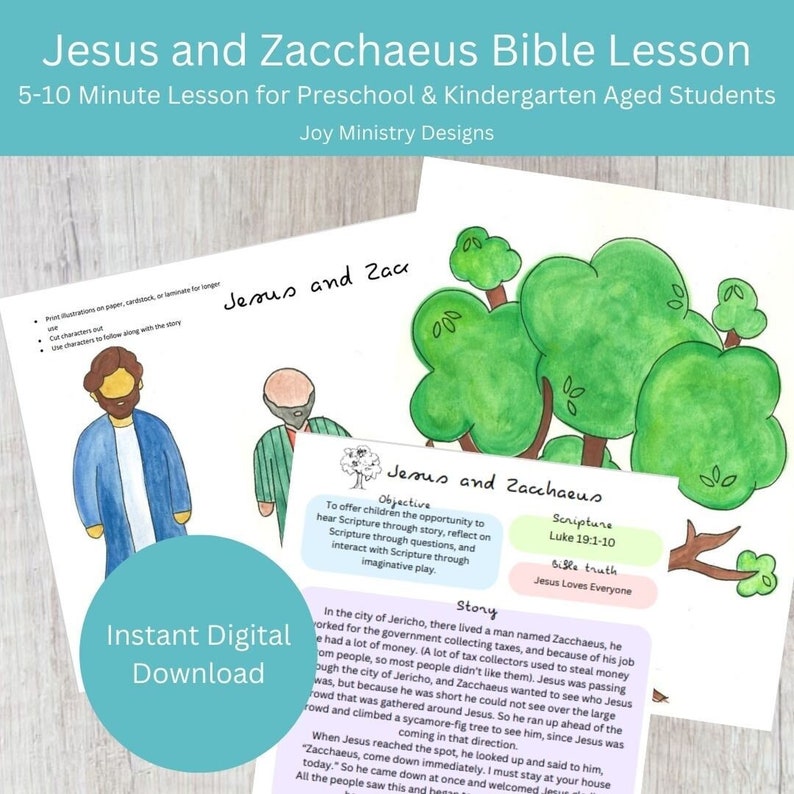 Jesus and Zacchaeus Preschool/kindergarten Bible Lesson, Homeschool ...