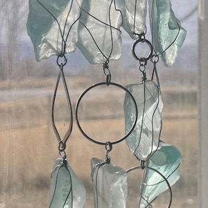 18” Teal/ Sea Foam Colored Strand (one Strand) Sea Glass Strung W ...