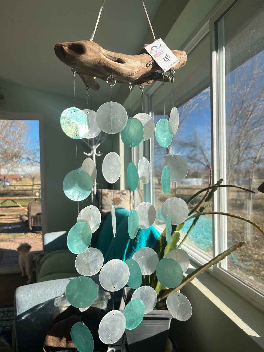 Capiz Shell Chime Ocean Colors Driftwood - Etsy
