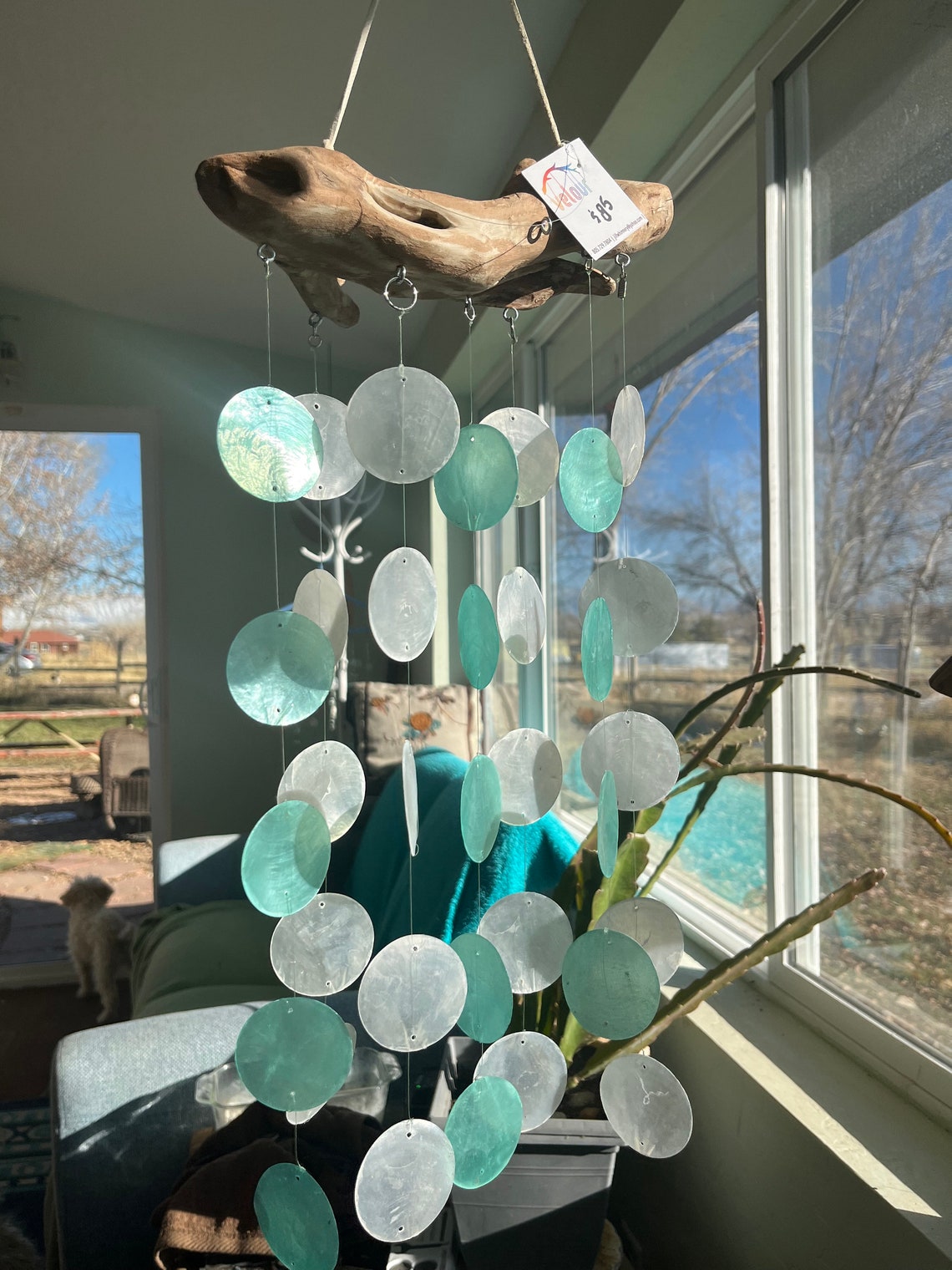 Capiz Shell Chime Ocean Colors Driftwood - Etsy