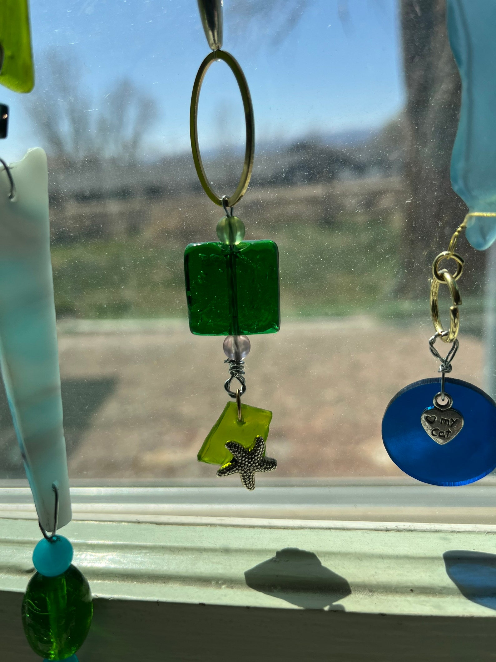 Window Decor of Colorful Stain Glass Chunks and Beach Glass With Glass ...