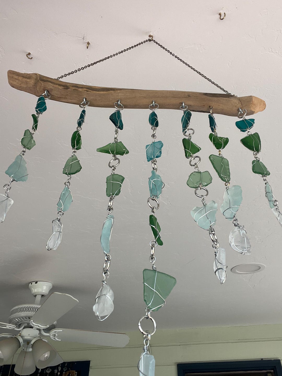 Sun Catcher Mobile of Ocean Colored Beach Glass - Etsy