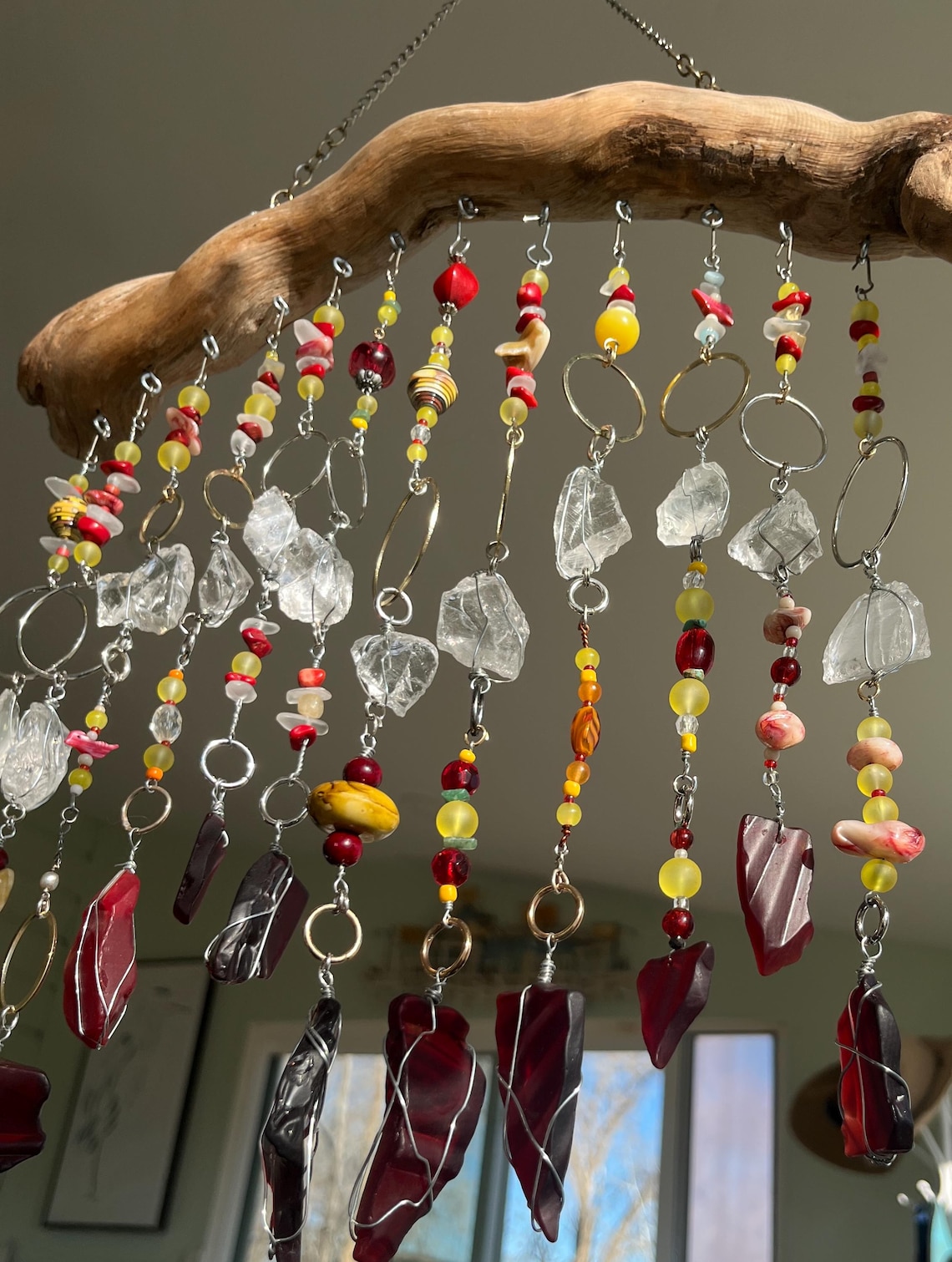 Red Beach Glass Sun Catcher Mobile - Etsy