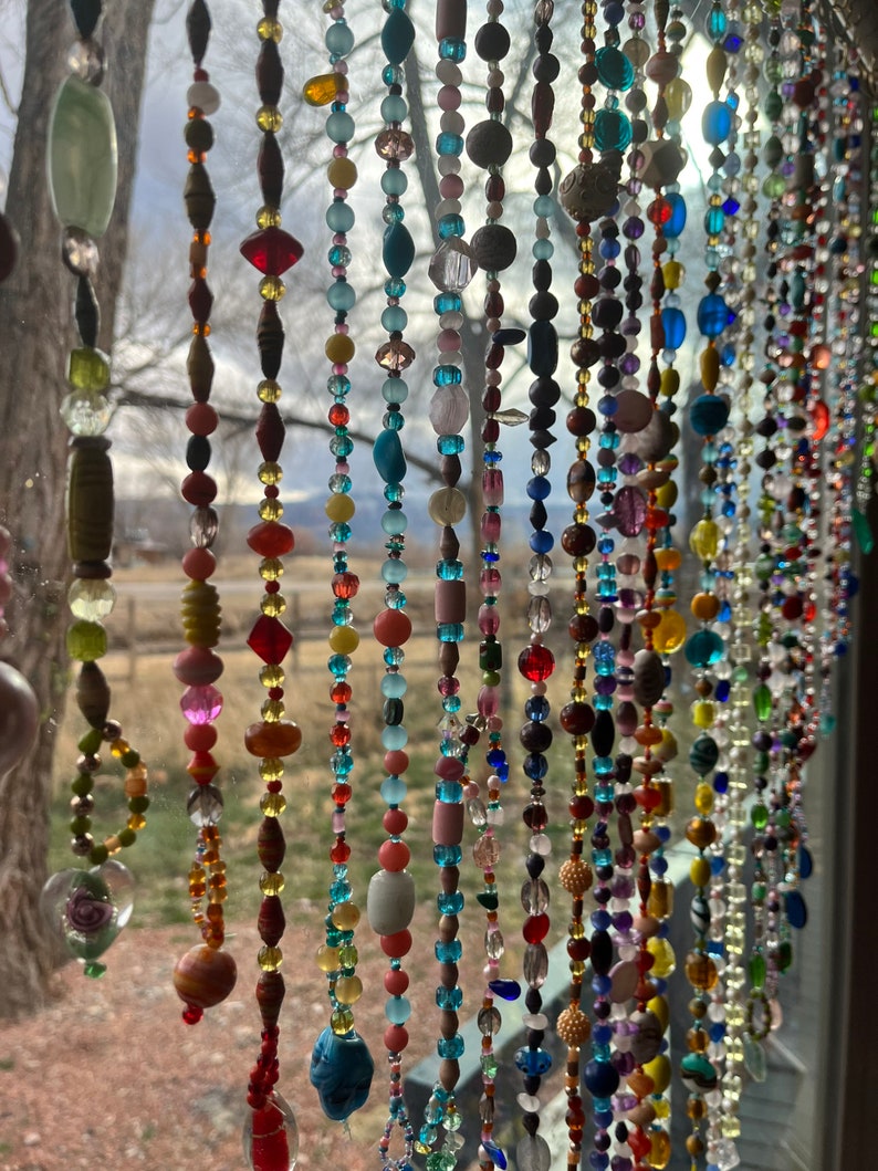 Glass Beaded Curtain Window Decor - Etsy