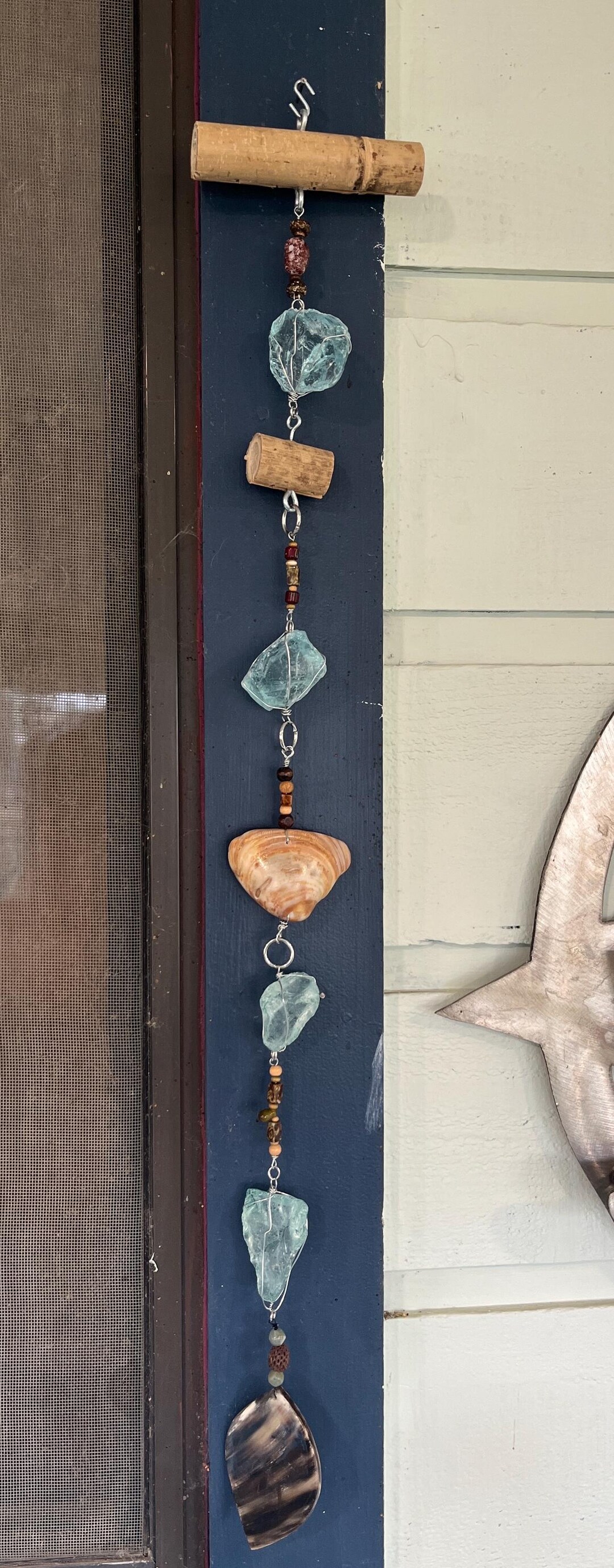 Shell, Beachy Beads and Beautiful Beach Glass Window Hanging Suncatcher ...