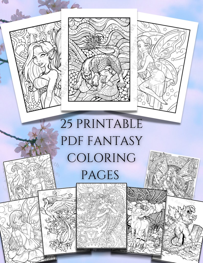 Fantasy Coloring Pages | Printable PDF File | Adult Coloring | Medieval ...