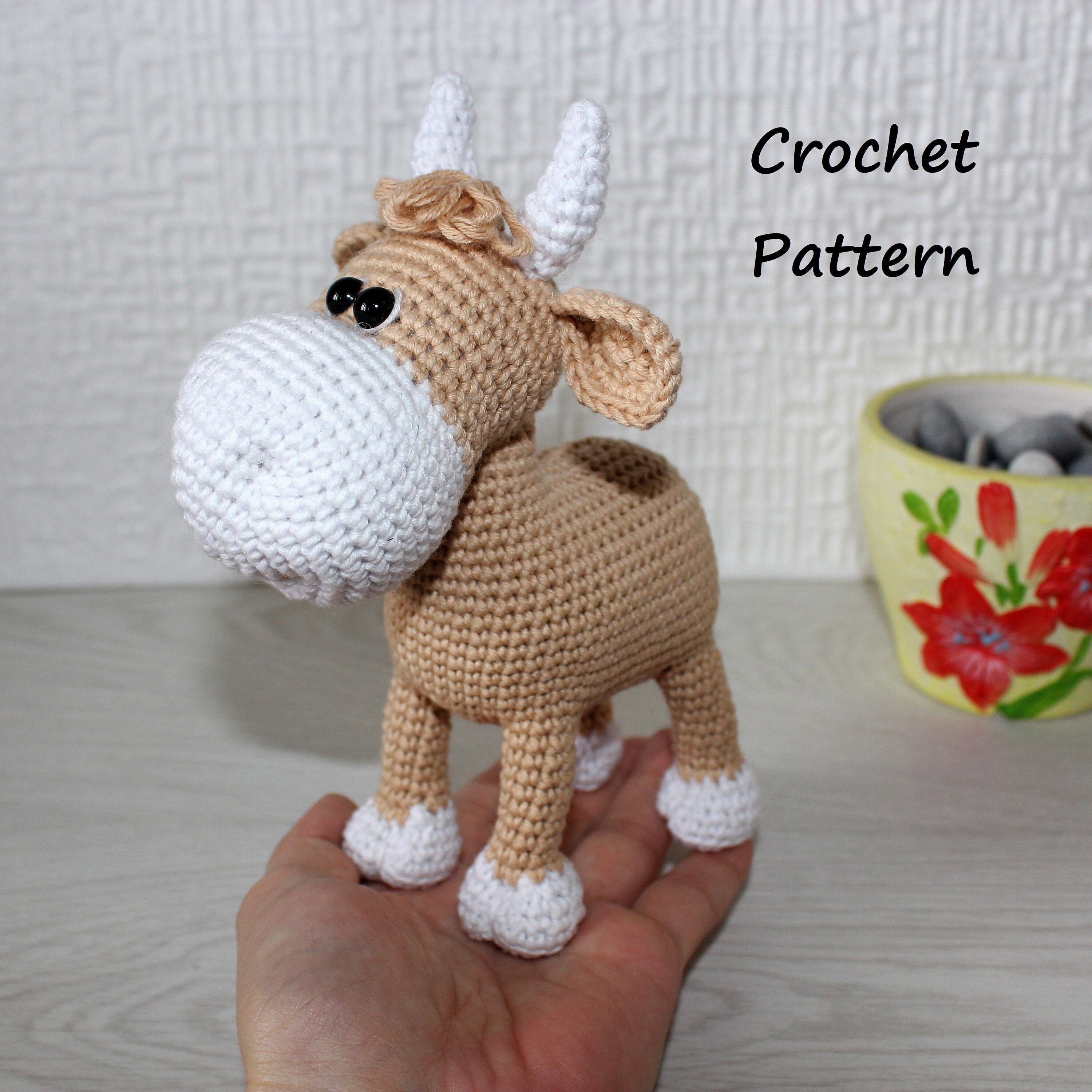 Toys & Games Toys Bull 2021 symbol Crochet bull Stuffed cow toy cow ...
