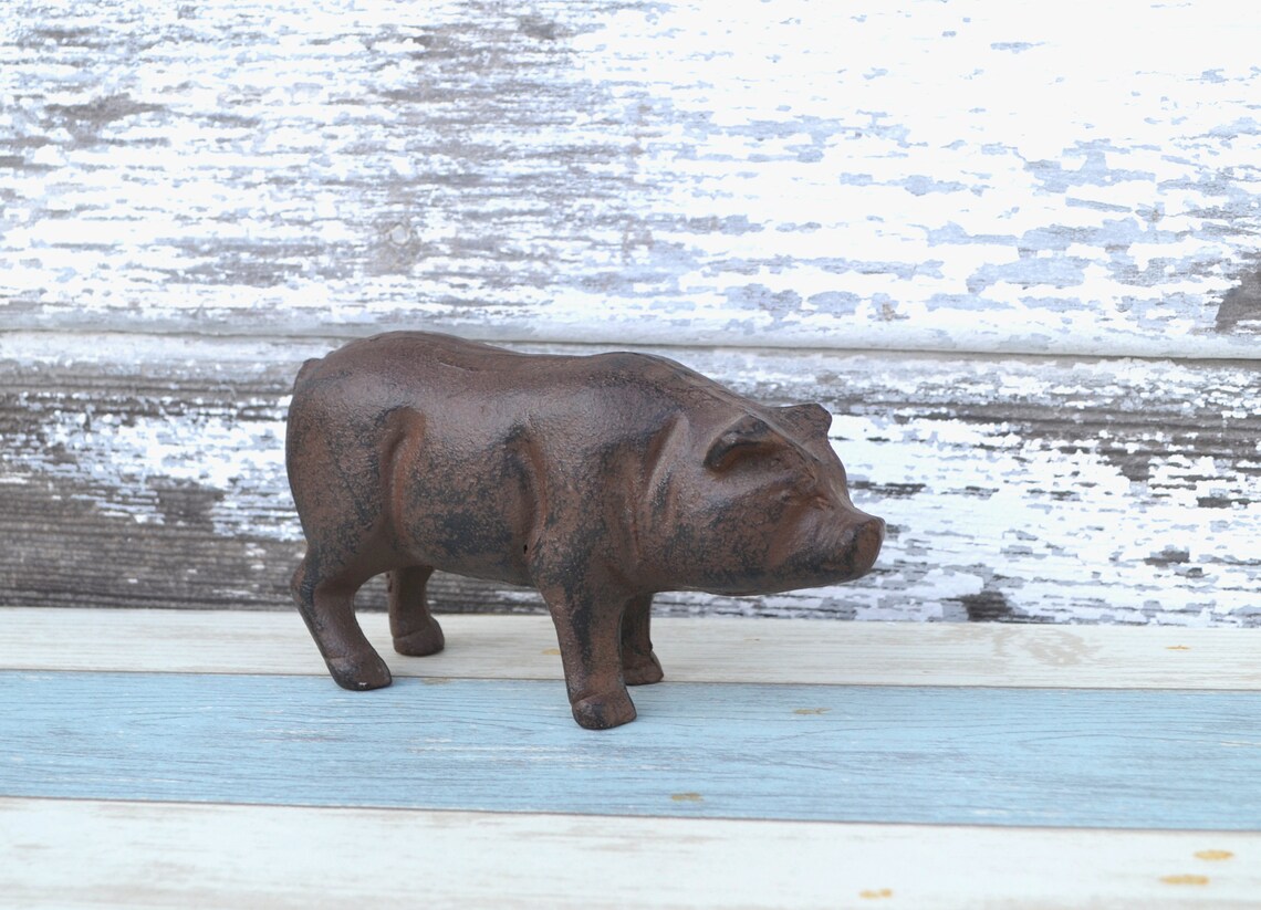 Solid Cast Iron Pig Door Stop Figurine | Etsy