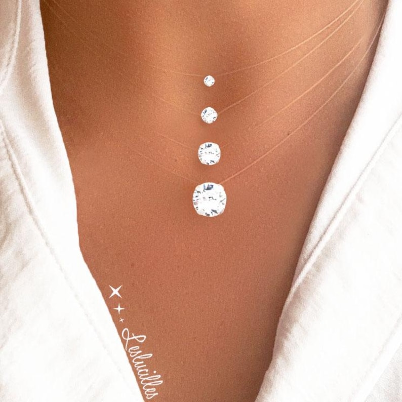 Invisible Necklace With Your Choice of Pendant, Gold or Silver Finish ...