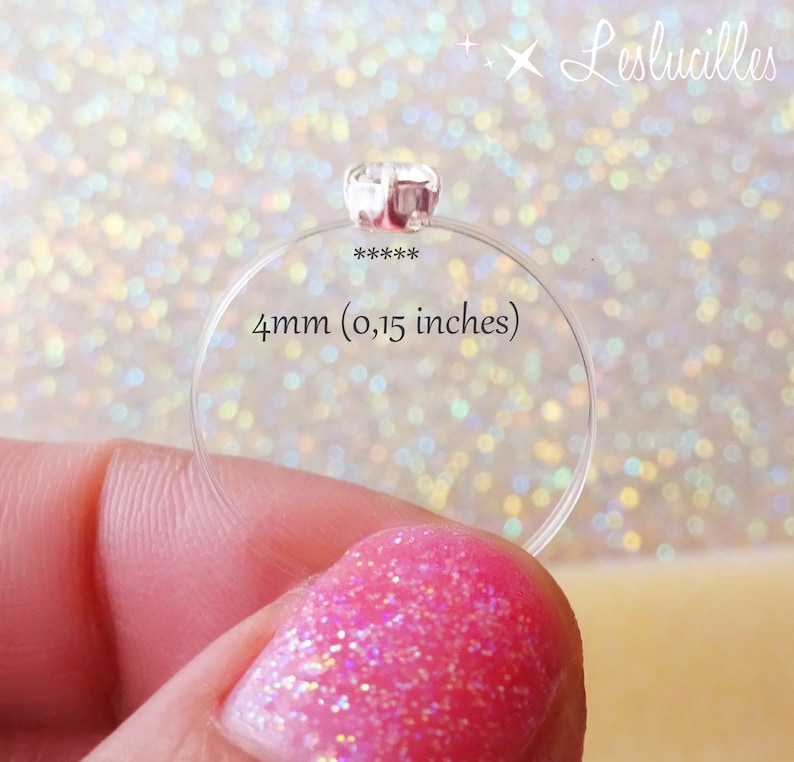 Minimalist Invisible Solitaire Ring 4mm, Pure Crystal Ring, Illusion ...